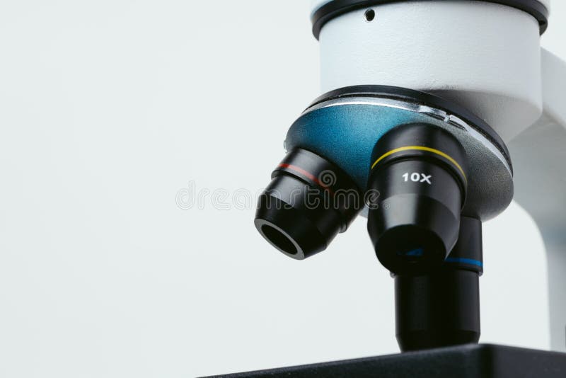 Scientific Microscope Close Up. Professional Laboratory Equipment Stock ...