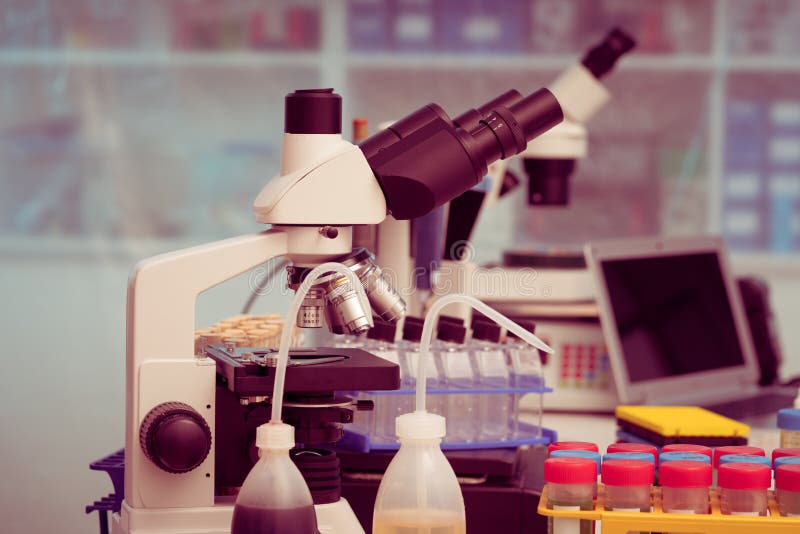 Scientific Microscope In The Laboratory Of Forensics Stock Photo ...