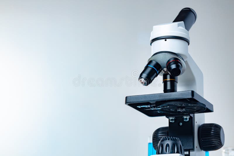 Scientific Microscope Lenses Close Up. Laboratory Equipment Stock Image ...