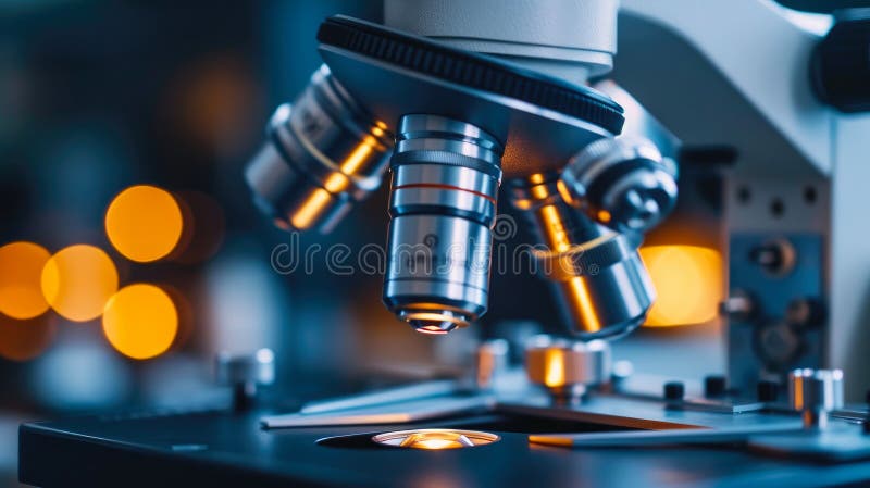 Scientific Microscope Setup on Desk. Stock Illustration - Illustration ...