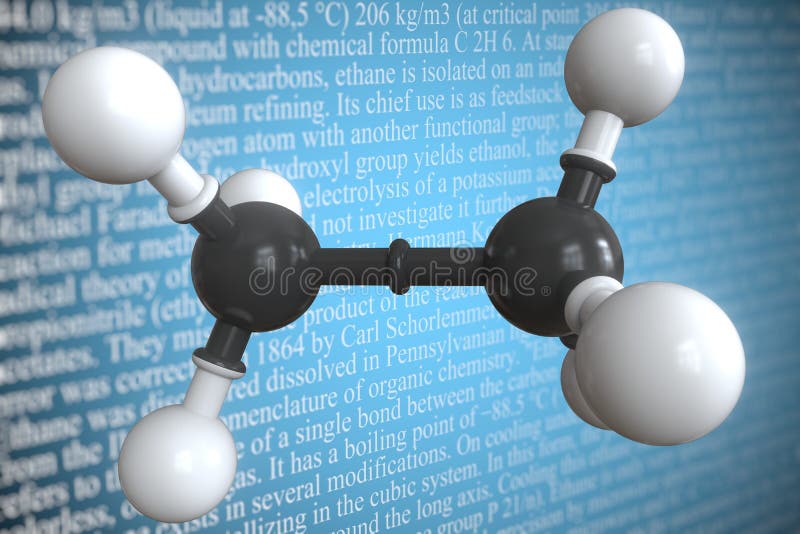 Molecular Model of Ethane, 3D Rendering Stock Illustration ...