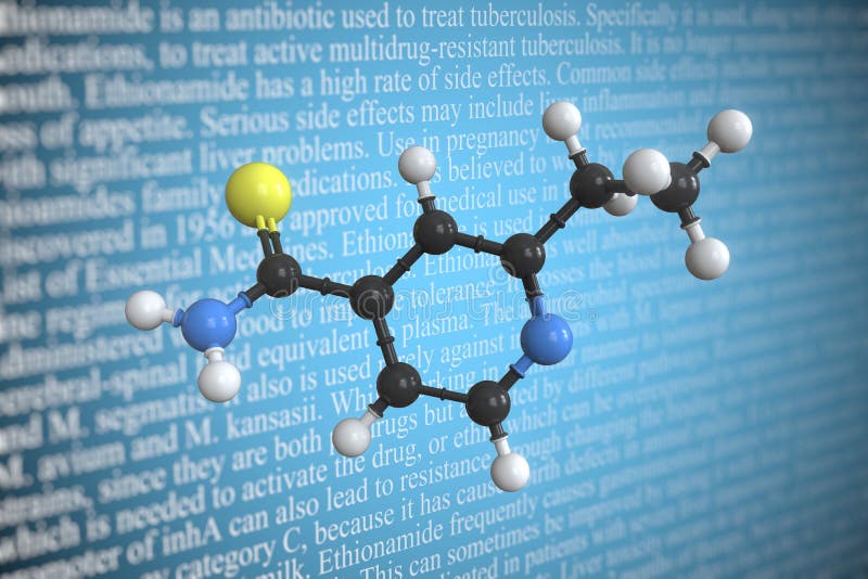 Molecular Model of Ethionamide, 3D Rendering Stock Illustration ...
