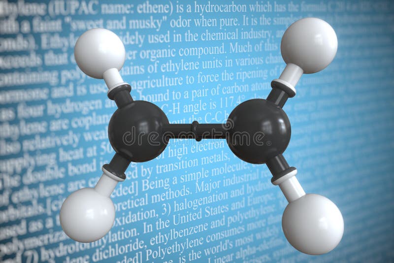 Ethylene Scientific Molecular Model, 3D Rendering Stock Illustration ...