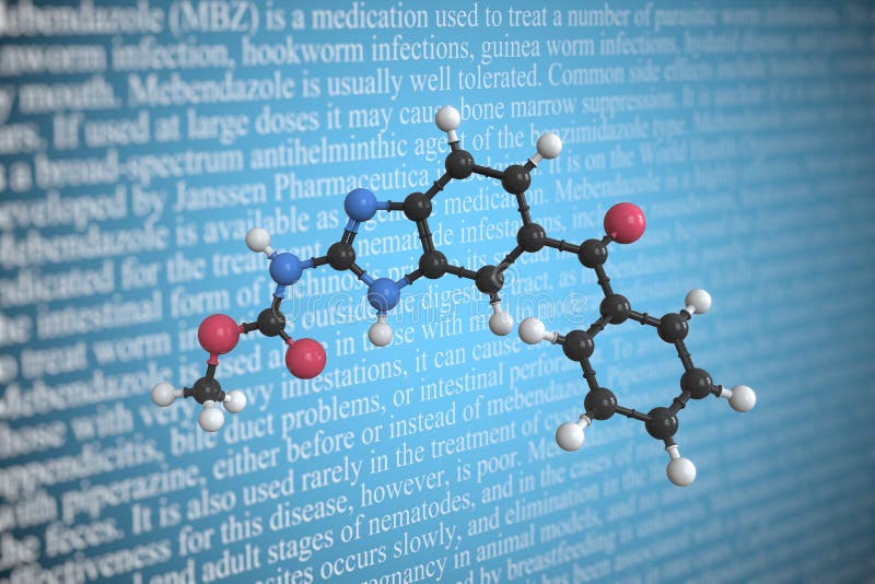 Molecular Model of Mebendazole, 3D Rendering Stock Illustration ...
