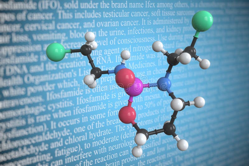 Molecular Model of Ifosfamide, 3D Rendering Stock Illustration ...