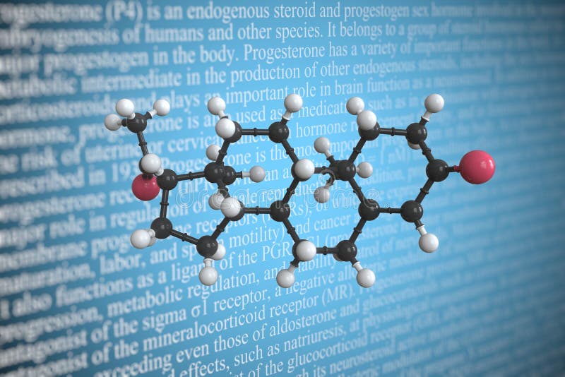 Molecular Model of Progesterone, 3D Rendering Stock Illustration ...