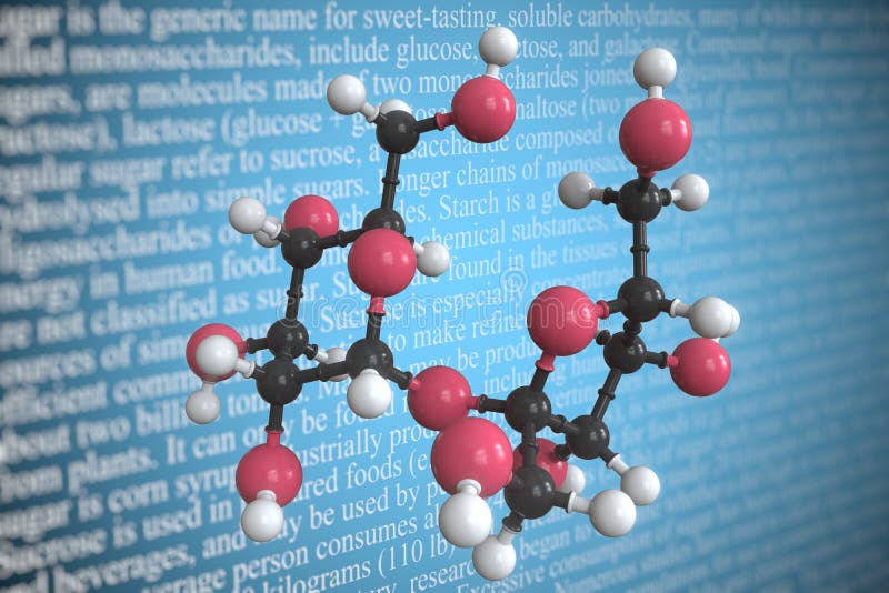 Molecular Model of Sugar, 3D Rendering Stock Illustration ...
