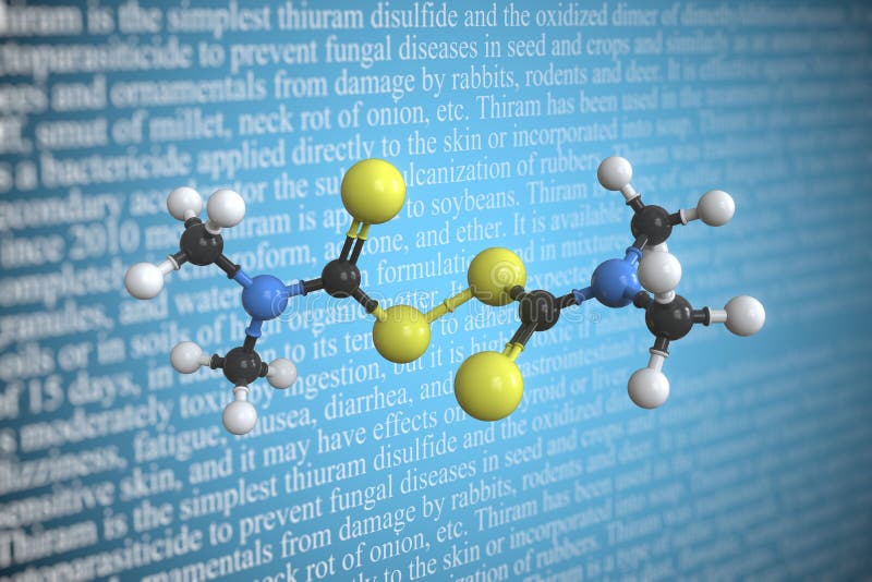 Molecular Model of Thiram, 3D Rendering Stock Illustration ...