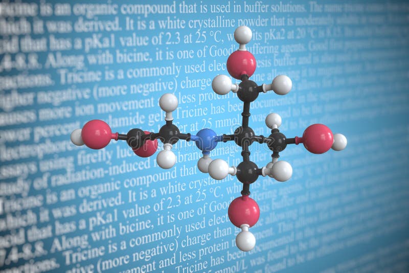 Tricine Scientific Molecular Model, 3D Rendering Stock Illustration ...