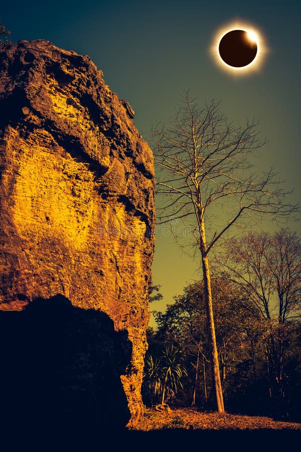 Scientific Natural Phenomenon. Total Solar Eclipse with Diamond Stock ...