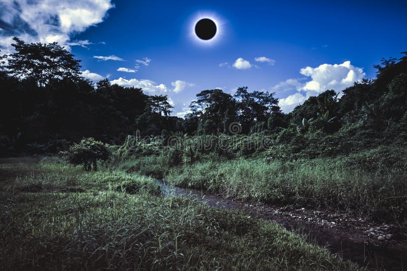 Scientific Natural Phenomenon. Total Solar Eclipse Glowing on Sk Stock ...