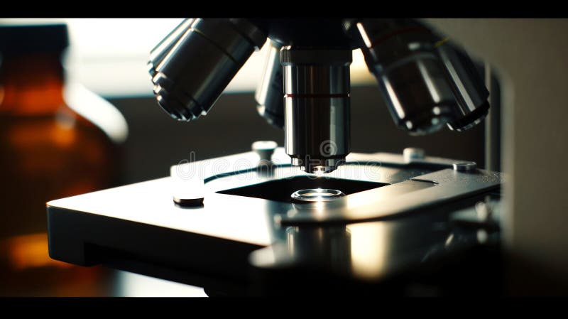 Scientific Optical Electronic Microscope with Metal Lens in Laboratory ...