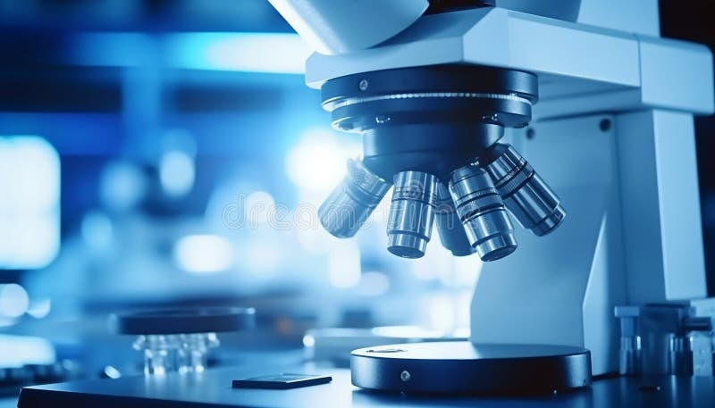 Scientific Optical Electronic Microscope with Metal Lens in Laboratory ...