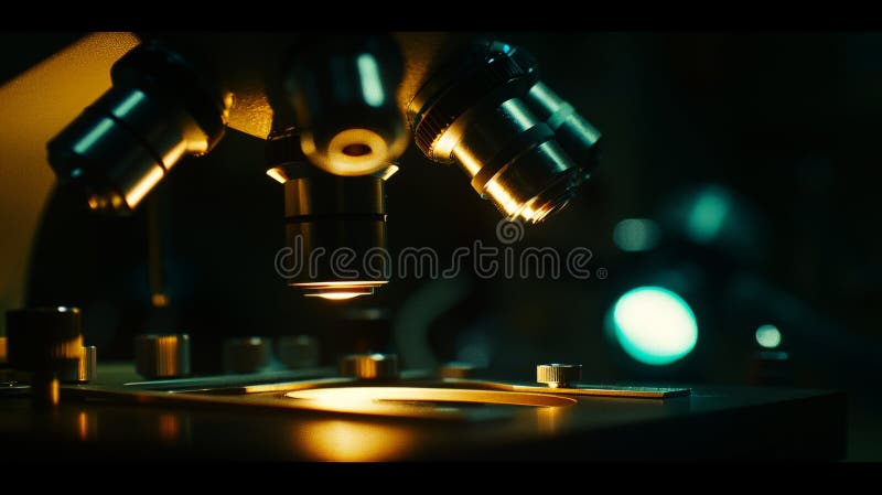 Scientific Optical Electronic Microscope with Metal Lens in Laboratory ...