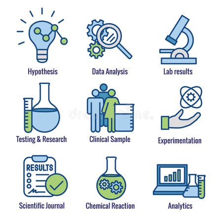 Scientific Process Icon Set with Hypothesis, Analysis, Etc Stock Vector ...