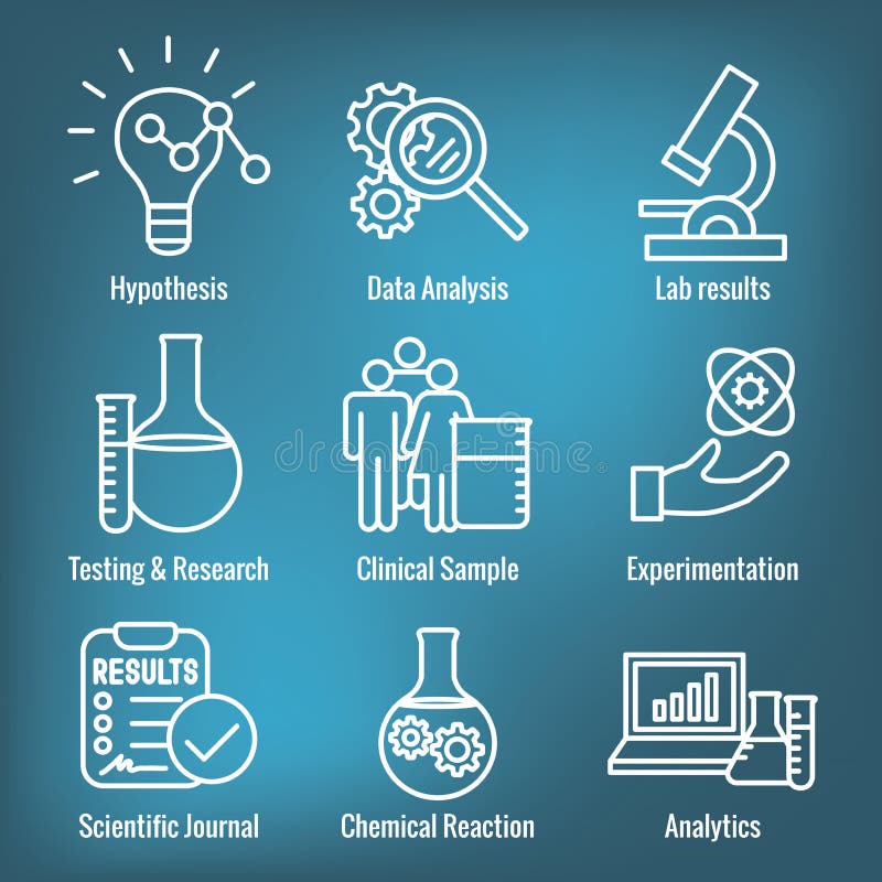 Scientific Process Icon Set with Web Header Banner Stock Vector ...
