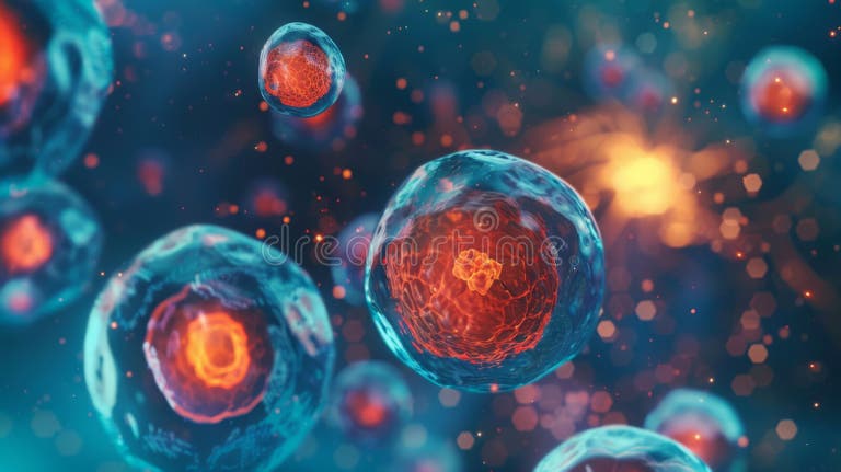 Scientific Representation of Stem Cells Observed Under a Microscope ...