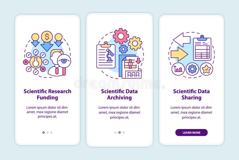 Scientific Research Components Onboarding Mobile App Page Screen with ...
