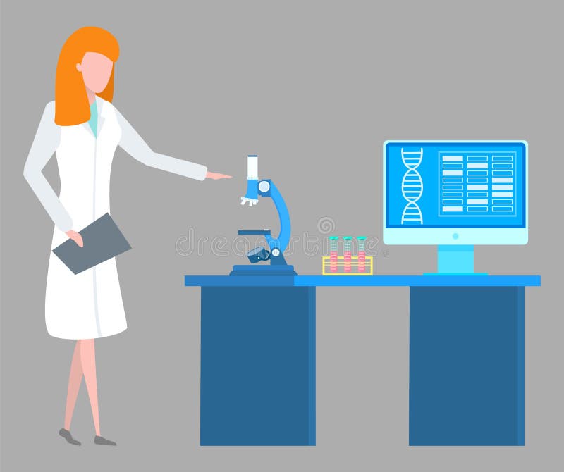 Scientific Research Doctor in Laboratory Vector Stock Illustration ...