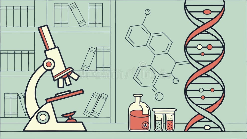 Scientific Research Elements, Microscope, DNA, Chemical Structure ...