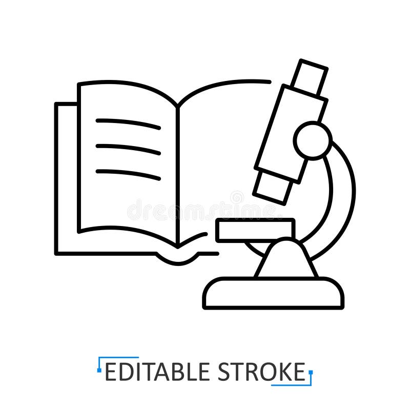 Scientific Research Icon with Editable Stroke. Vector Outline of Open ...
