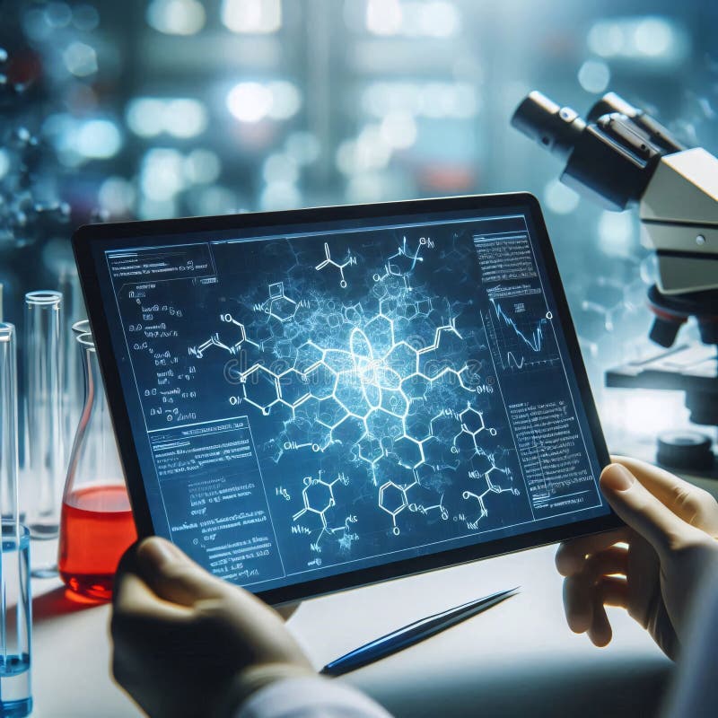 Scientific Research in a Laboratory, Examining Molecular Structures and ...