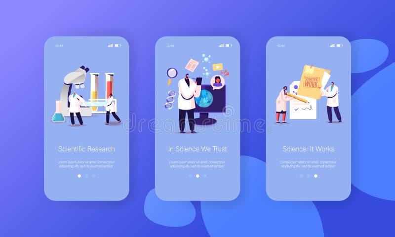 Scientific Research Mobile App Page Onboard Screen Template. Tiny ...