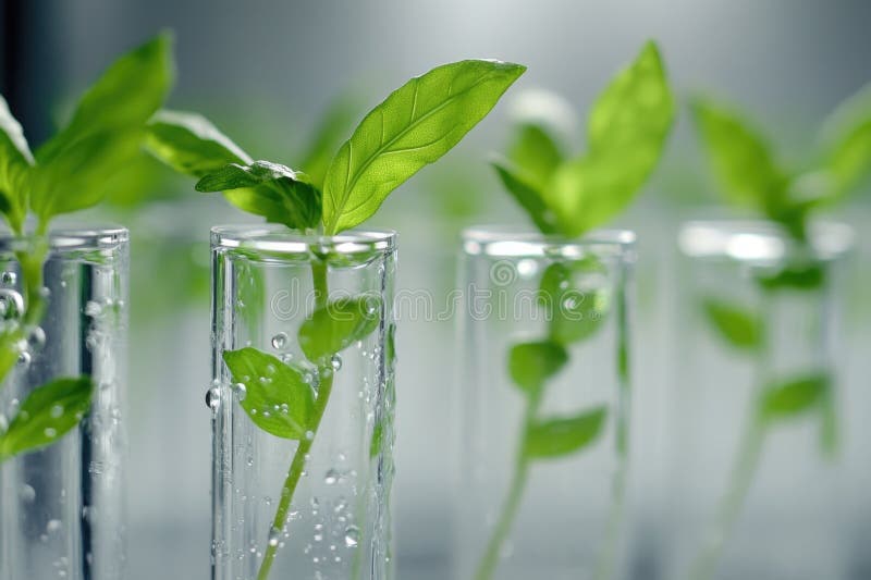 Scientific Research Setup with Plants Growing in Test Tubes Stock Image ...