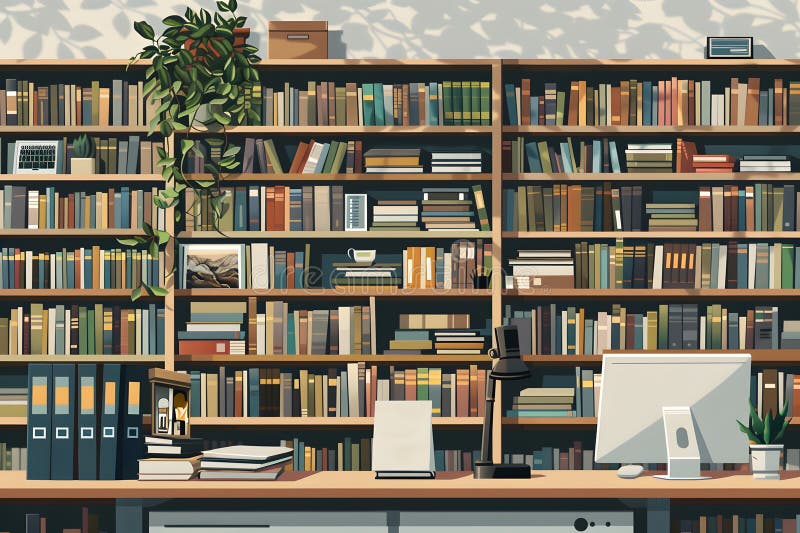 Scientific Research Study Room, Flat Design Illustration, Tilted Angle ...