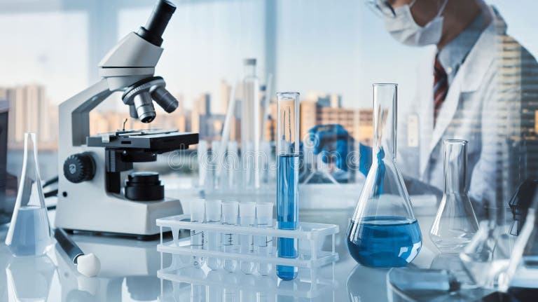 Laboratory Exploration Research Tools in Double Exposure Stock ...