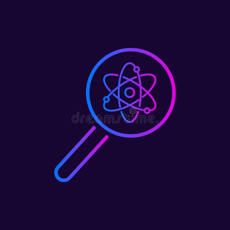 Scientific Research Vector Icon, Magnifier and Atom Stock Vector ...