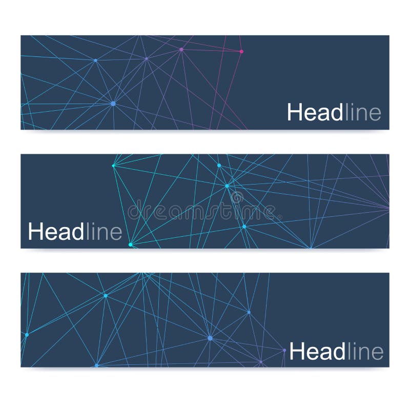 Scientific Set of Modern Vector Banners. DNA Molecule Structure with ...
