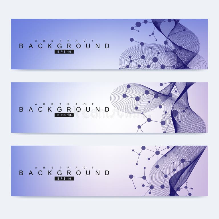 Scientific Set of Modern Vector Banners. DNA Molecule Structure with ...