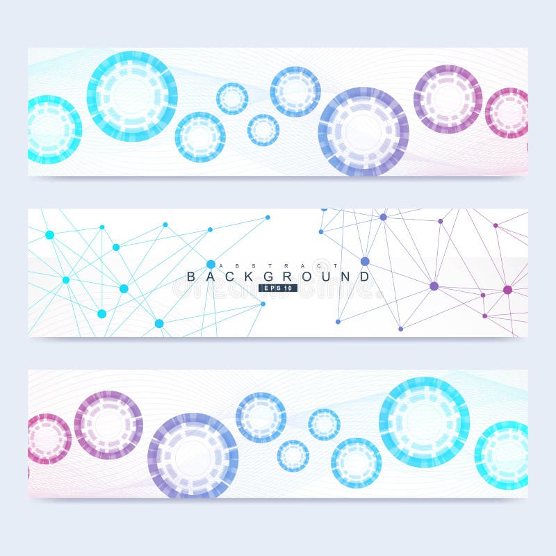 Scientific Set of Modern Vector Banners. DNA Molecule Structure with ...