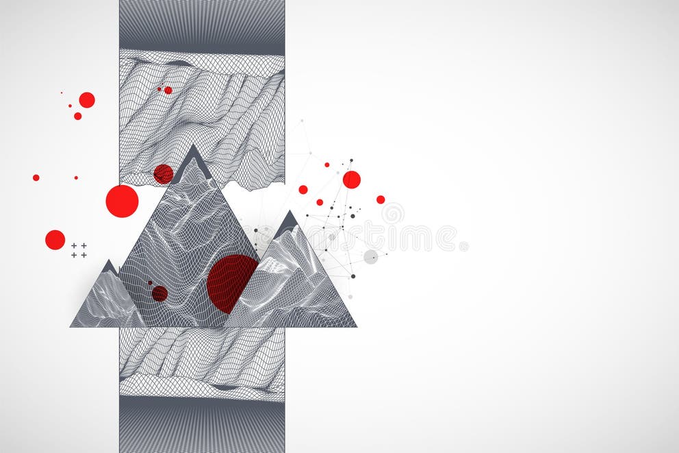 Scientific and Technical Image of the Mountains. Abstract Wireframe ...