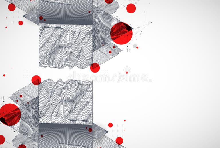 Scientific and Technical Image of the Mountains. Abstract Wireframe ...