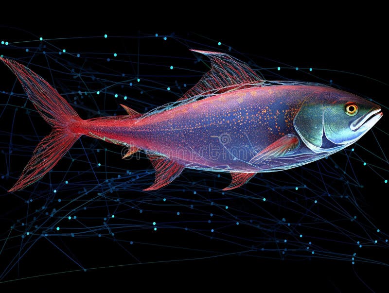 Big Data of Marine Fish in Word, Generated AI Stock Illustration ...