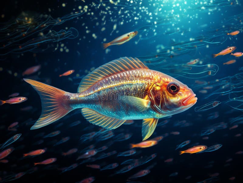 Big Data of Marine Fish in Word, Generated AI Stock Illustration ...