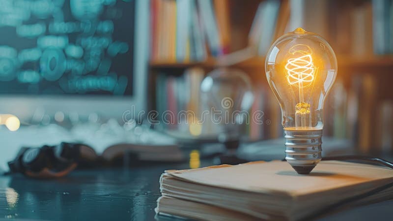 Scientific Thinking Glowing Lamp Amid Physical and Mathematical ...