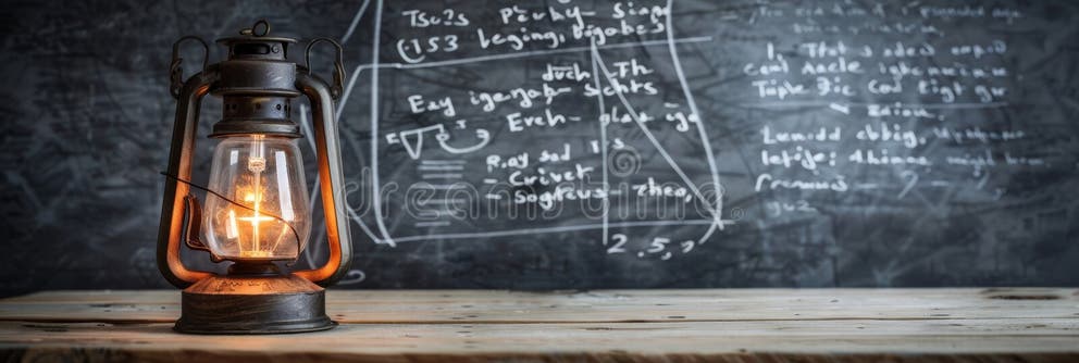 Scientific Thinking Glowing Lamp among Formulas Science and Education ...