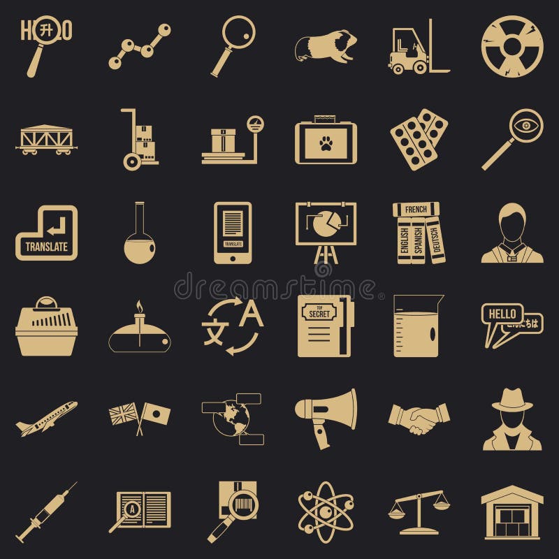 Scientific Tool Icons Set, Simple Style Stock Vector - Illustration of ...