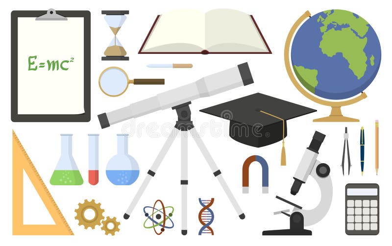 Scientific Tools in Flat Design Stock Vector - Illustration of designn ...