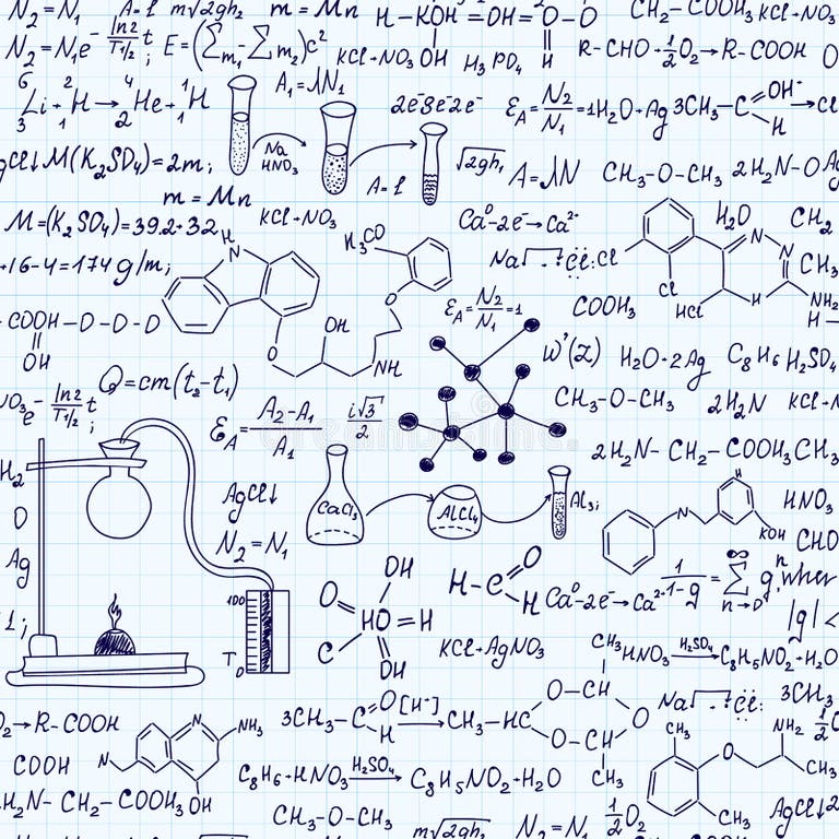 Scientific Vector Endless Texture with Chemical Formulas, Equations ...