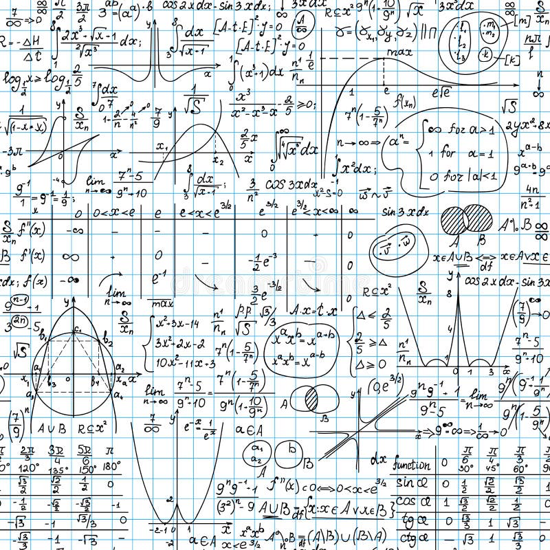 Scientific Vector Seamless Background with Math and Physics Handwritten ...