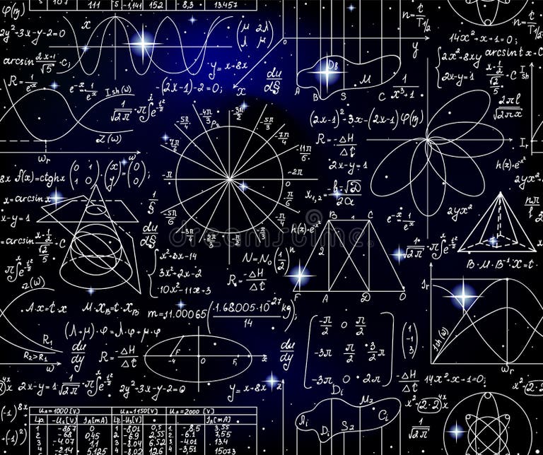 Scientific Vector Seamless Pattern with Handwritten Formulas ...