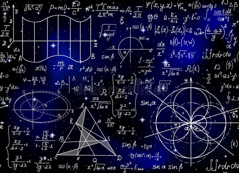 Scientific Vector Seamless Pattern with Math and Physics Formulas and ...