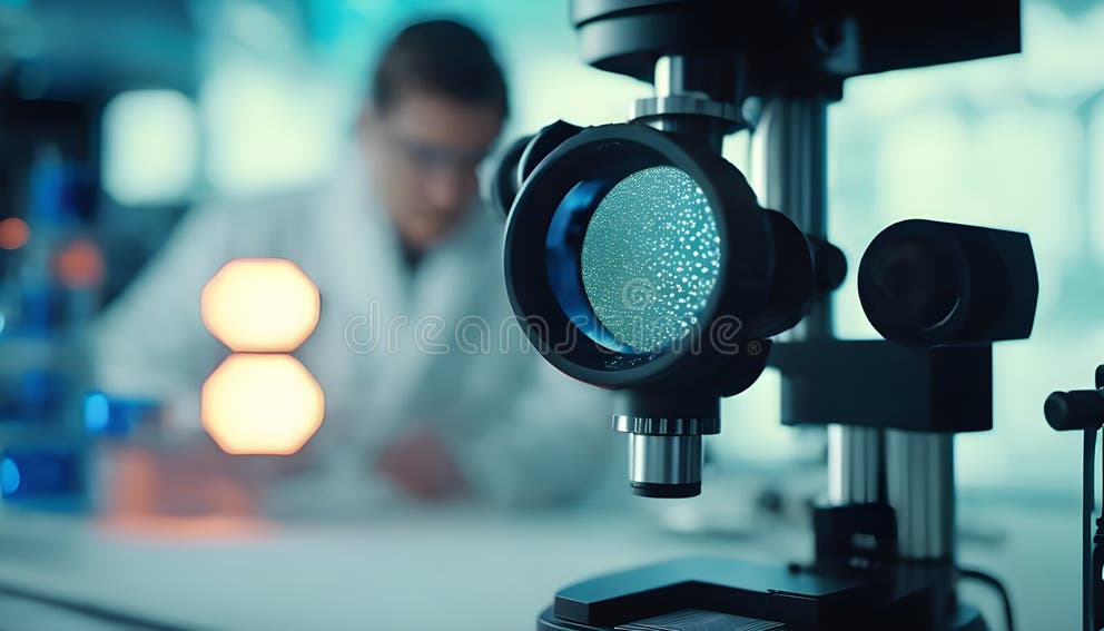 Scientific Vision: Microscope Lens in Modern Laboratory Stock ...