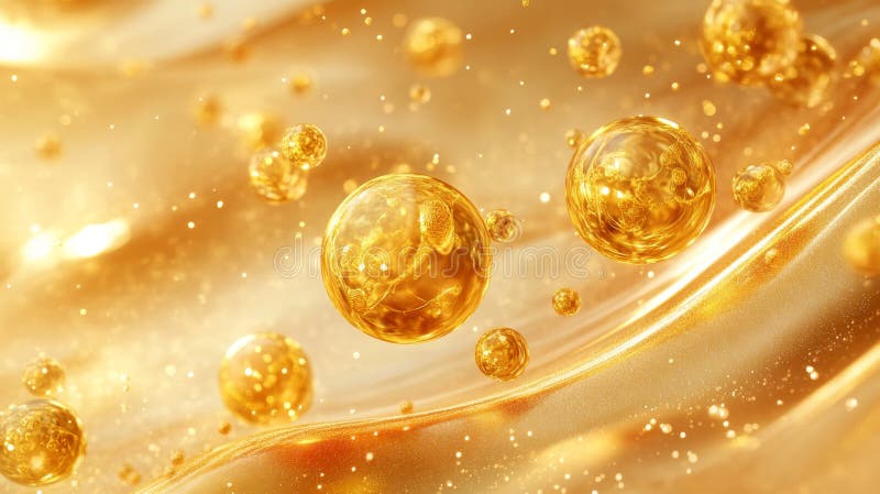 Scientific Visualization of Coenzyme Q10 Molecules in Golden Background ...