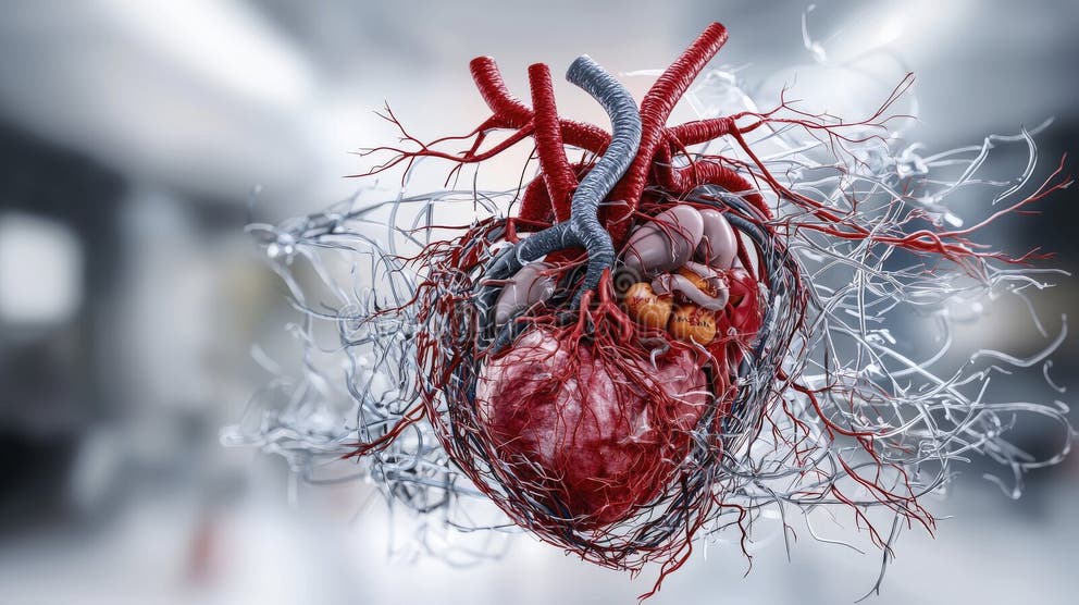 Scientific Visualization of a Human Heart Model Medical Lab 3d Render ...