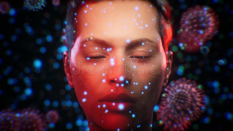 Scientific Visualization of Person Surrounded by Magnified Bacteria and ...